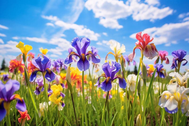 Colorful Iris Flowers Blooming Stock Image - Image of violet, viola ...