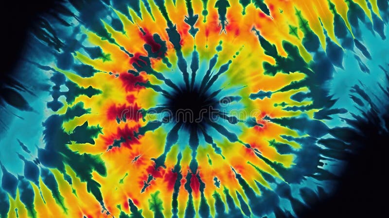 A Colorful Iris Inspired Tie Dye Artwork, Black Background, Ai Generated Image Stock ...