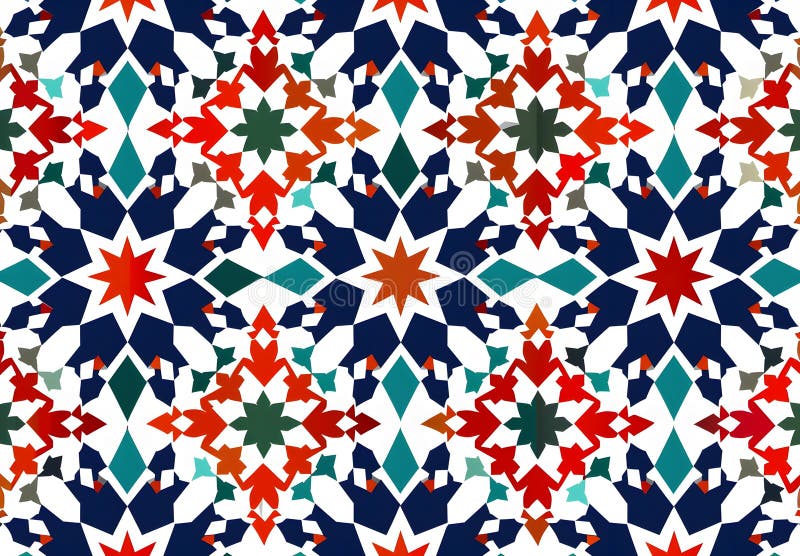 Colorful Islamic Geometric Pattern - Arabesque Tile Stock Illustration ...