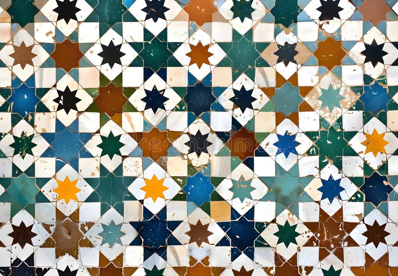 Colorful Islamic Mosaic Tile Pattern with Stars Stock Illustration ...