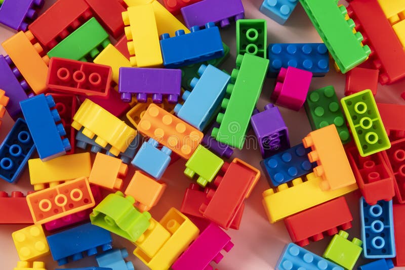 Colorful Plastic Building Block Patterns Isolated. Toy for Children ...