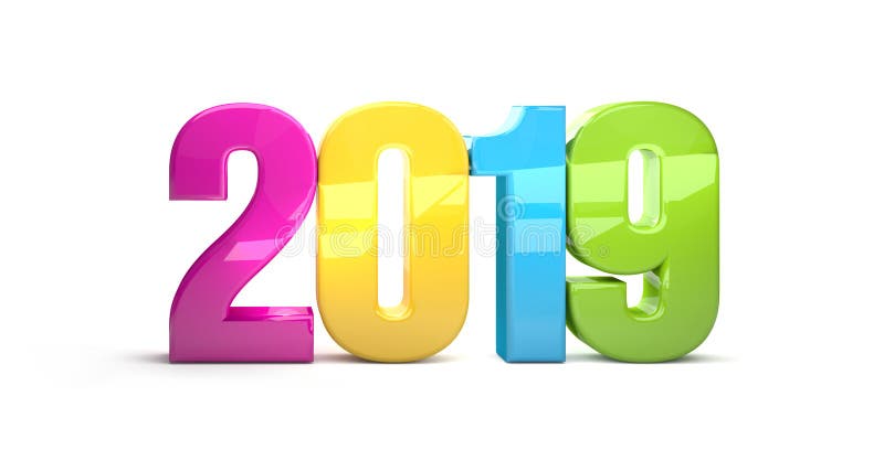 2019 Colorful Isolated Over White 3D Render Stock Illustration ...