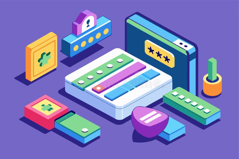 A Colorful Isometric Arrangement of Password Management Tools and ...