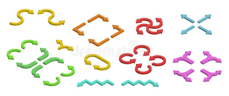 Colorful Isometric Arrows. Set of Arrow, Different Shape and Direction ...