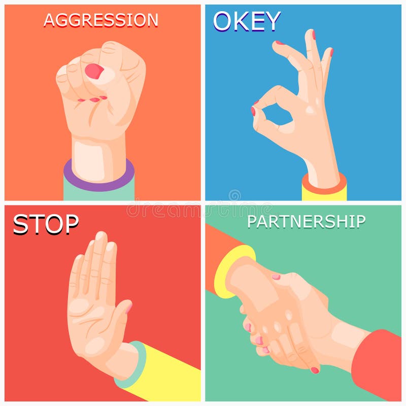 Hands Gestures 2x2 Design Concept Stock Vector - Illustration of give ...