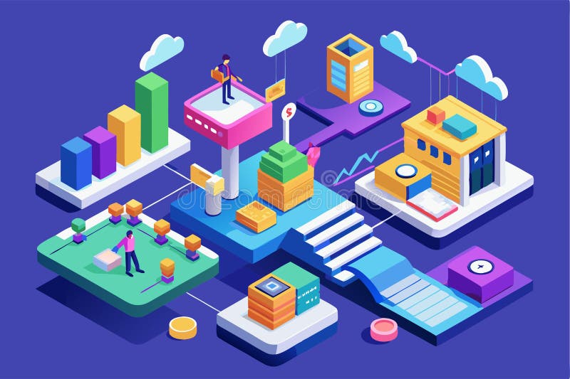 A Colorful Isometric Design Showcasing Diverse Business Activities ...