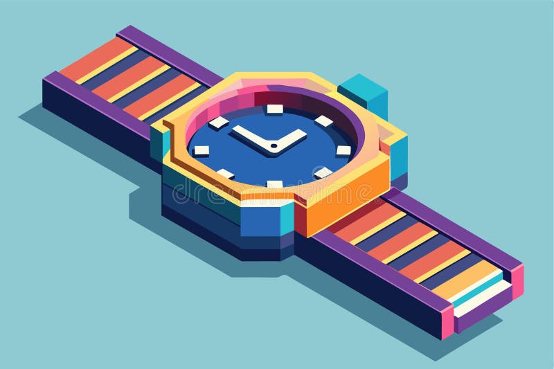 Colorful Isometric Illustration Displays a Customizable Wristwatch ...
