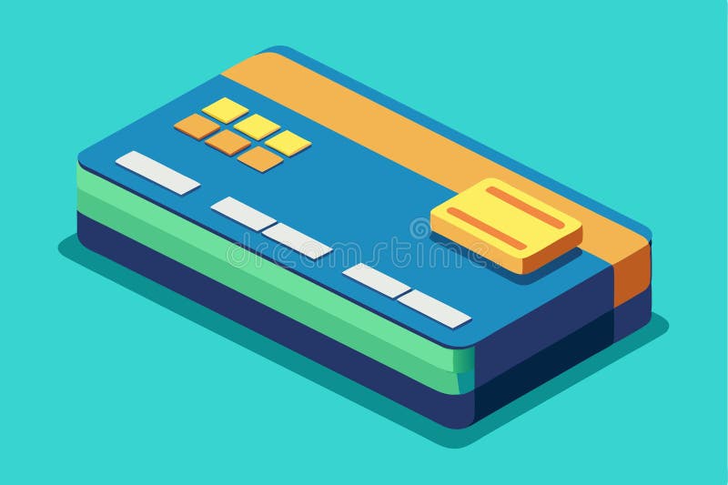 A Colorful Isometric Illustration Showcases a Customizable Credit Card ...