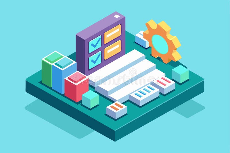 A Colorful Isometric Illustration Showing a Customizable Dropdown Menu ...