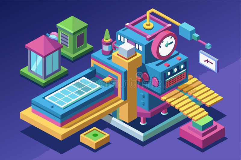 A Colorful Isometric Representation of a Time Machine Surrounded by ...