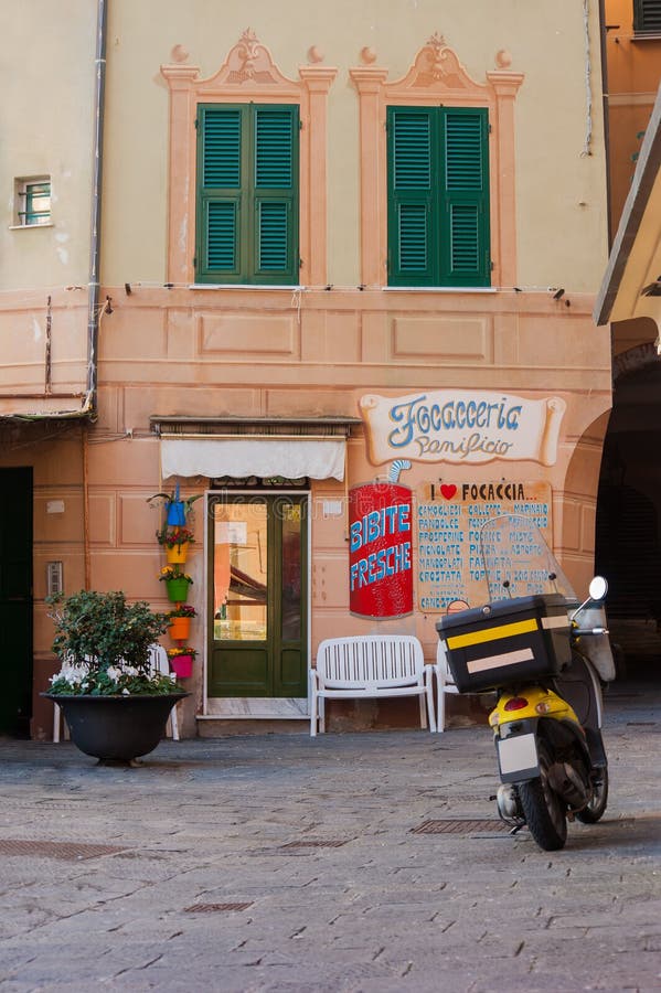 Colorful Italian Street with Motorcycle Editorial Stock Photo - Image ...