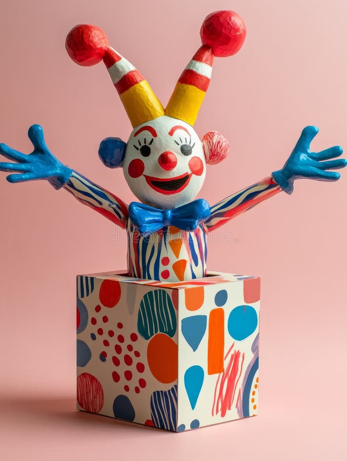 Colorful Jack in the Box Clown Toy with Playful Design. Stock Image ...