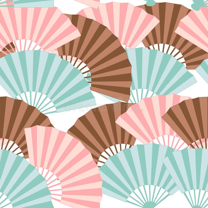 Colorful Japanese Fan Seamless Pattern Stock Vector - Illustration of ...