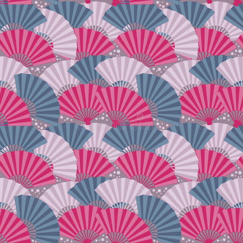 Colorful Japanese Fan Seamless Pattern Stock Vector - Illustration of ...