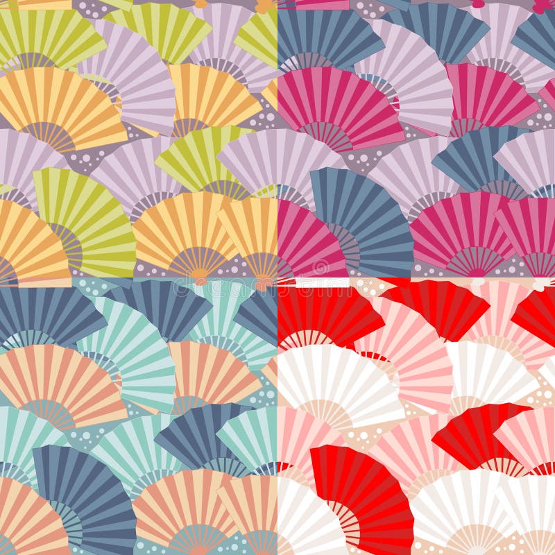 Colorful Japanese Fan Seamless Pattern Stock Vector - Illustration of ...