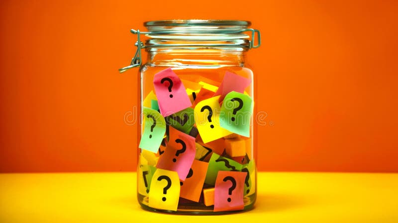 A Colorful Jar Filled with Question-mark Notes Creates a Vibrant and ...