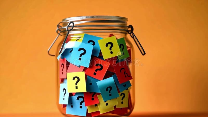 A Colorful Jar Filled with Sticky Notes. Each Note Features a Question ...