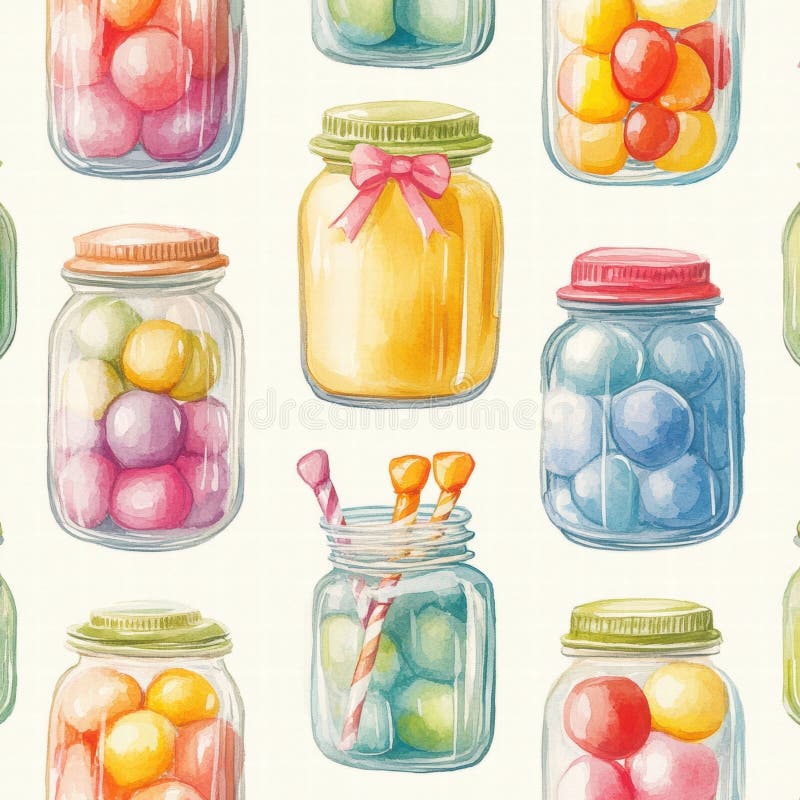 Colorful Jars and Candy Background Design Stock Illustration ...