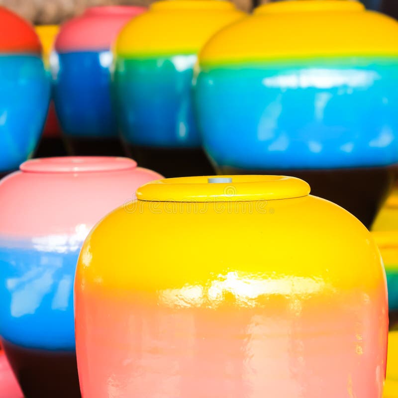 Colorful jars stock photo. Image of simple, pottery, clay - 39572826