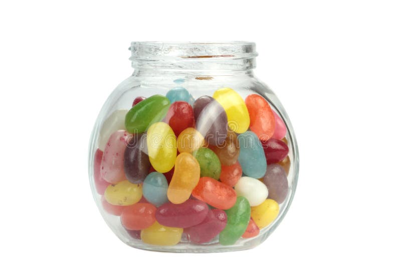 Colorful Jelly Beans in a Jar Isolated on White Stock Image - Image of ...