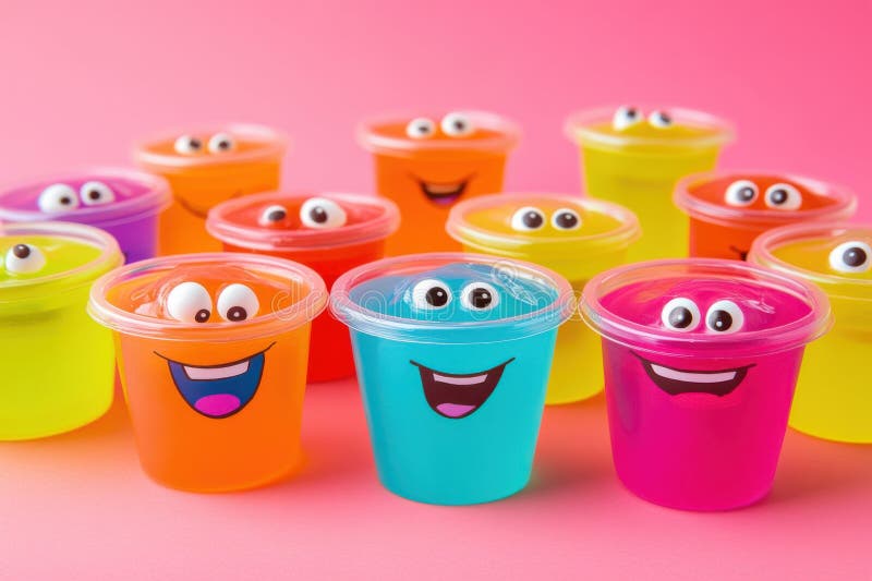 Colorful Jelly Cups with Funny Faces Create an Eye-catching Dessert ...