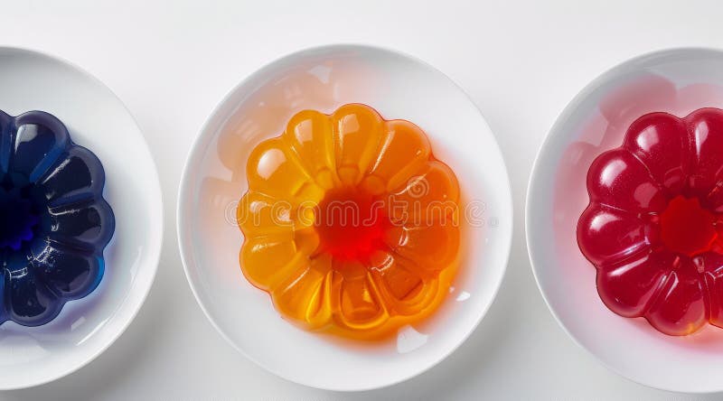 Colorful Jelly Desserts on White Plates Stock Illustration ...
