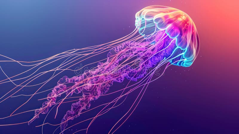 Colorful Jellyfish in the Deep Ocean. Generative Ai Stock Illustration ...