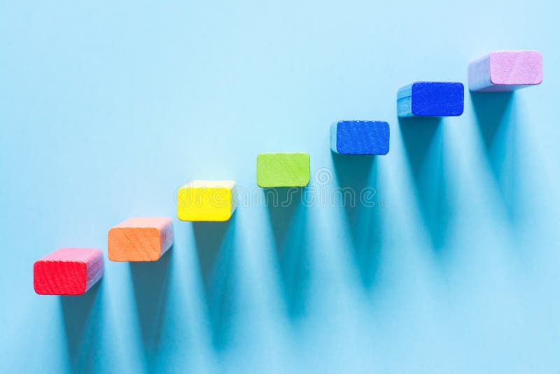 Colorful Jenga Blocks in a Form of Stairs. Stock Image - Image of ...