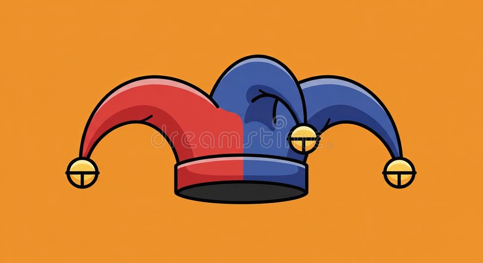 Colorful Jester Hat with Bells on Bright Orange Background Stock Photo ...