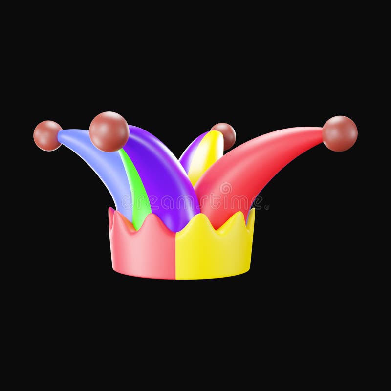 Colorful Jester Hat 3D Render Illustration on Black Stock Illustration ...