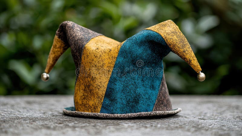 Colorful Jester Hat on Wooden Surface Stock Illustration - Illustration ...