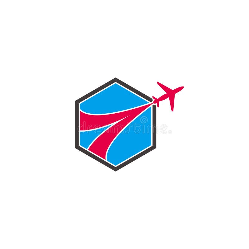 Colorful Jet Plane Hexagonal Simple Logo Vector Stock Vector ...