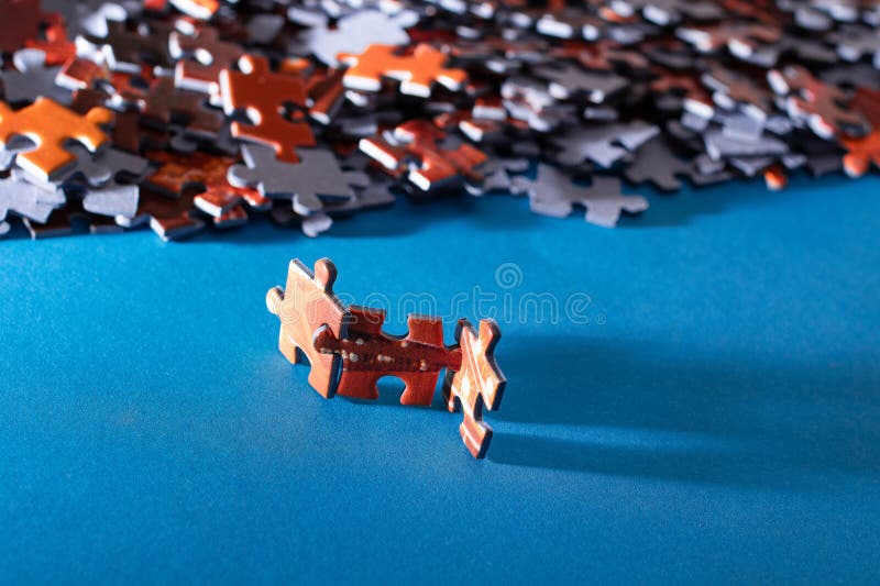 Colorful Jigsaw Puzzle on Blue Background Stock Photo - Image of puzzle ...