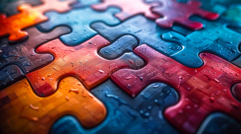A Colorful Jigsaw Puzzle with a Blue Background Stock Image - Image of ...