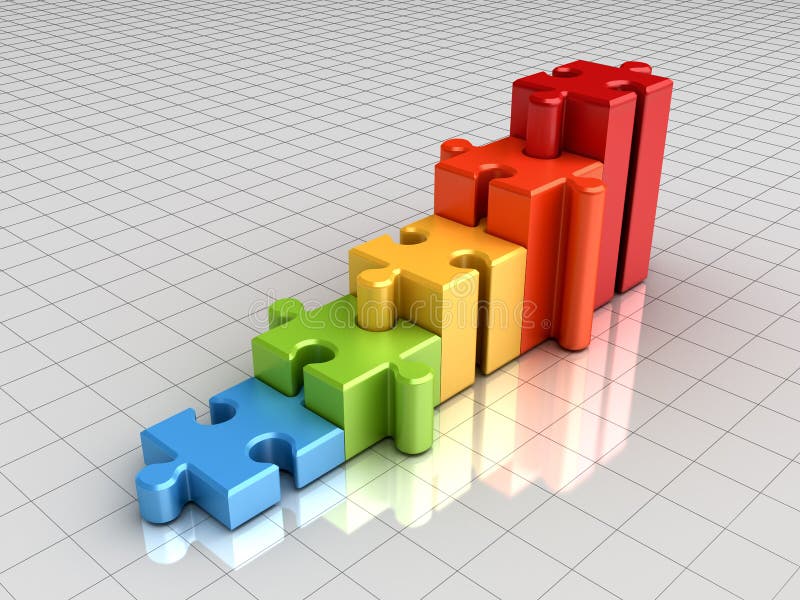 Colorful Jigsaw Puzzle Graph Chart Pieces Concept on Grid Stock ...
