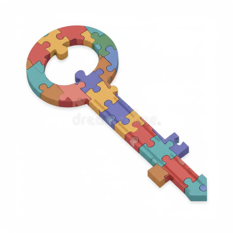 Colorful Jigsaw Puzzle Key Isometric 3D Illustration Stock Illustration ...