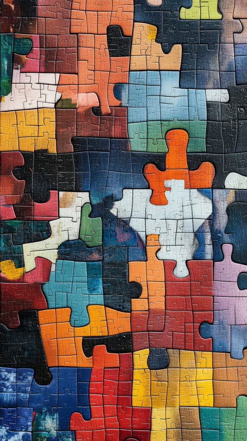 A Colorful Jigsaw Puzzle with Many Pieces Stock Illustration ...