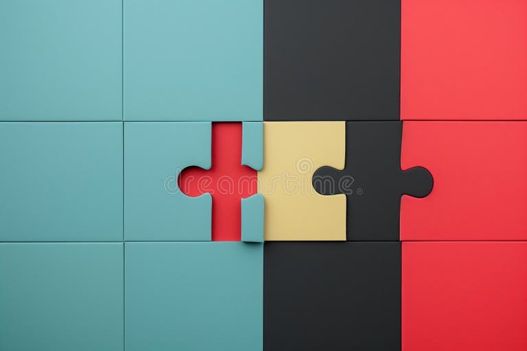 Colorful Jigsaw Puzzle with a Missing Piece. Illustrates Strategy ...