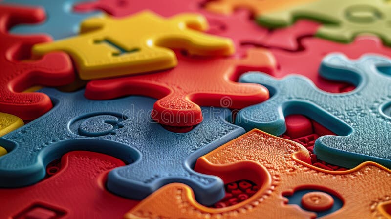 Colorful Jigsaw Puzzle Pieces Interlocking Together. Stock Image ...