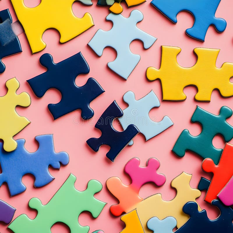 Colorful Jigsaw Puzzle Pieces on Pink Background for Fun and Challenges ...