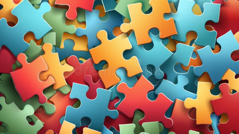 Colorful Jigsaw Puzzle Pieces in Random Arrangement for Problem Solving ...
