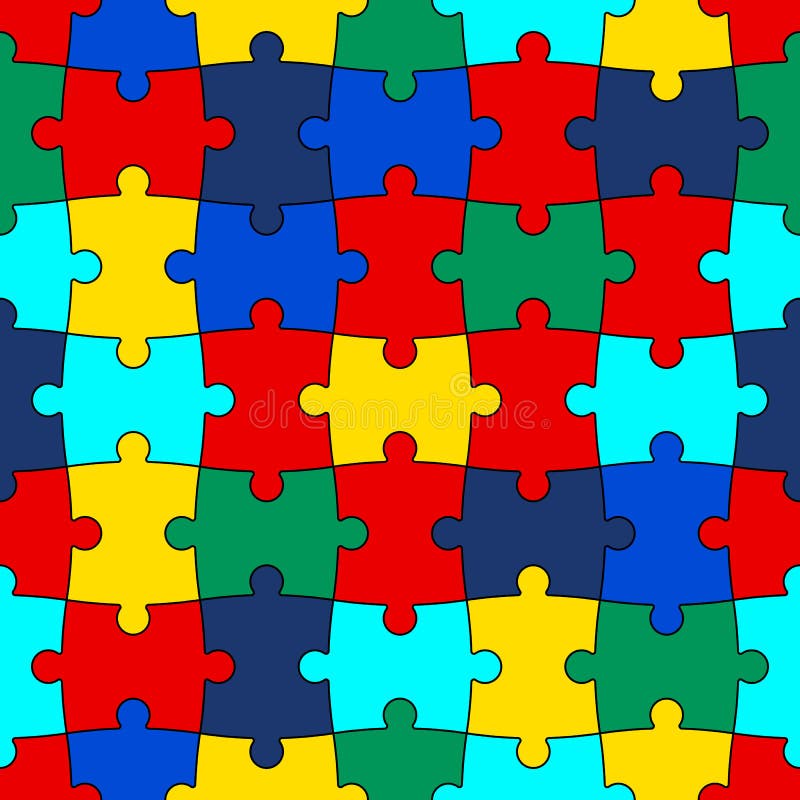Seamless Jigsaw Puzzle Pattern Stock Vector - Illustration of colourful ...