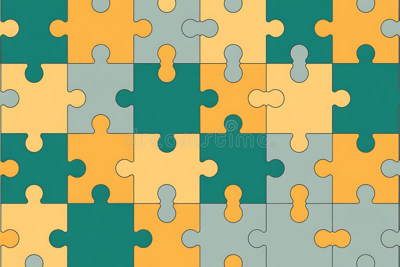 Colorful Jigsaw Puzzle Seamless Pattern with Different Shades for ...