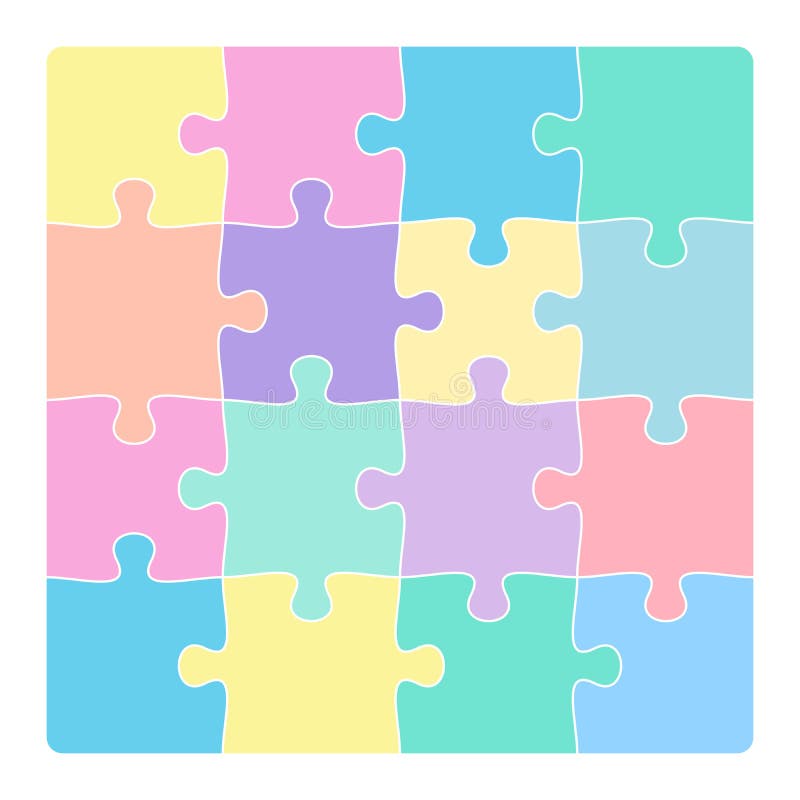 Colorful 4x4 Jigsaw Puzzle Template Isolated on White Stock Vector ... Colorful 4x4 Jigsaw Puzzle Template Isolated on White Stock Vector ...
