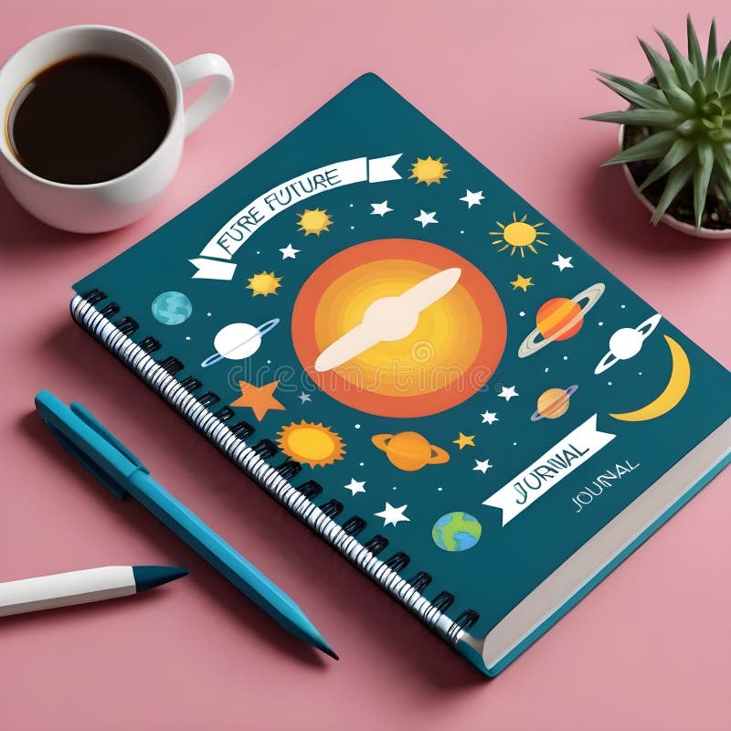 Colorful Journal Mockup with Clipart Design Stock Illustration ...