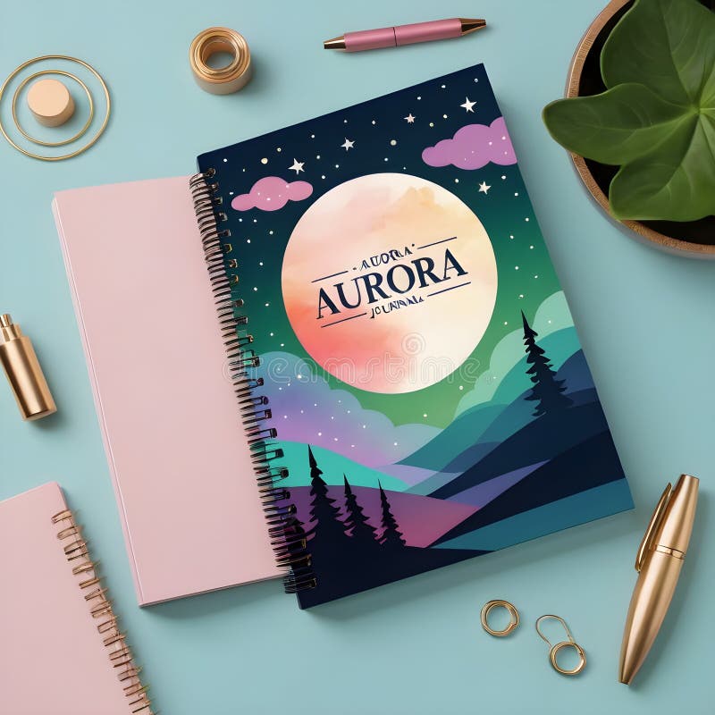 Vibrant Aurora Journal Design Stock Illustration - Illustration of ...