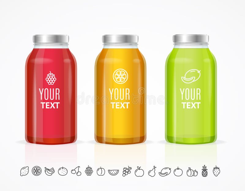Colorful Juice Bottle Jar Template Set. Vector Stock Vector ...