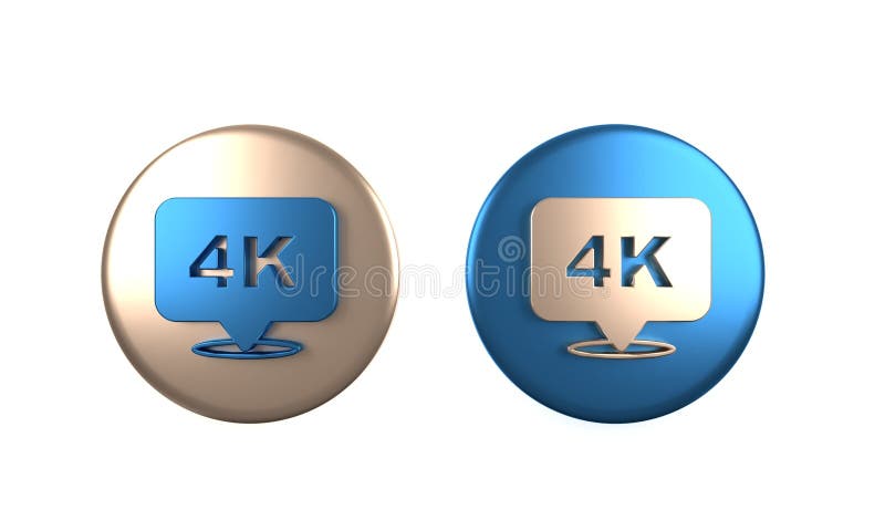 Colorful 4k Ultra HD Icon Isolated on White Background. Circle Button ...
