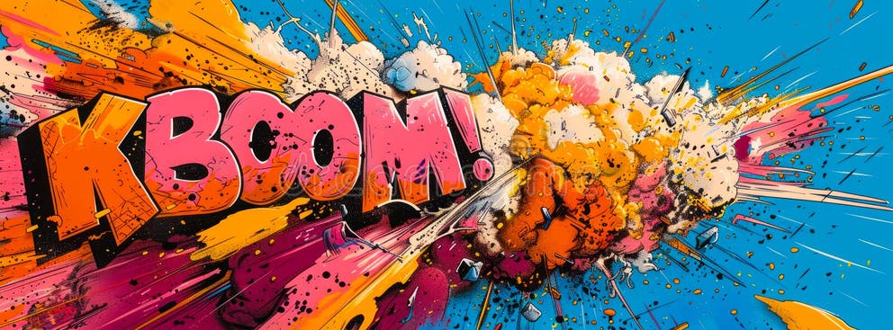 Colorful KABOOM! Comic Book Explosion Bubble with Sound Effect, Dynamic ...