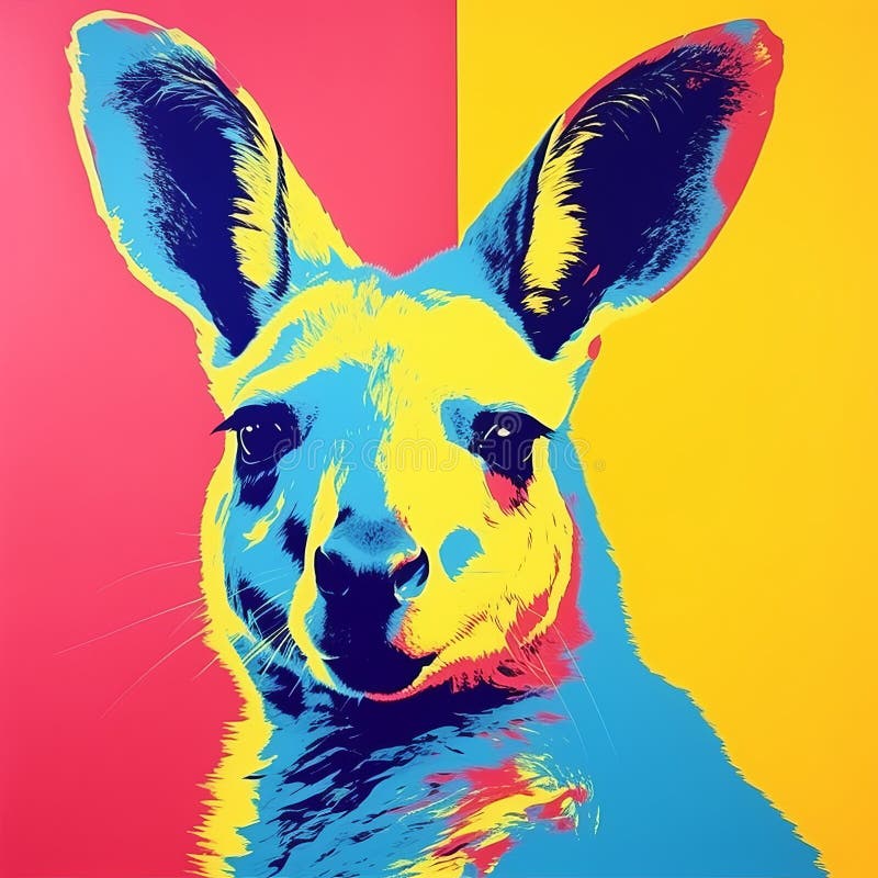 Colorful Kangaroo: Hyper-realistic Pop Art on Canvas Stock Illustration ...